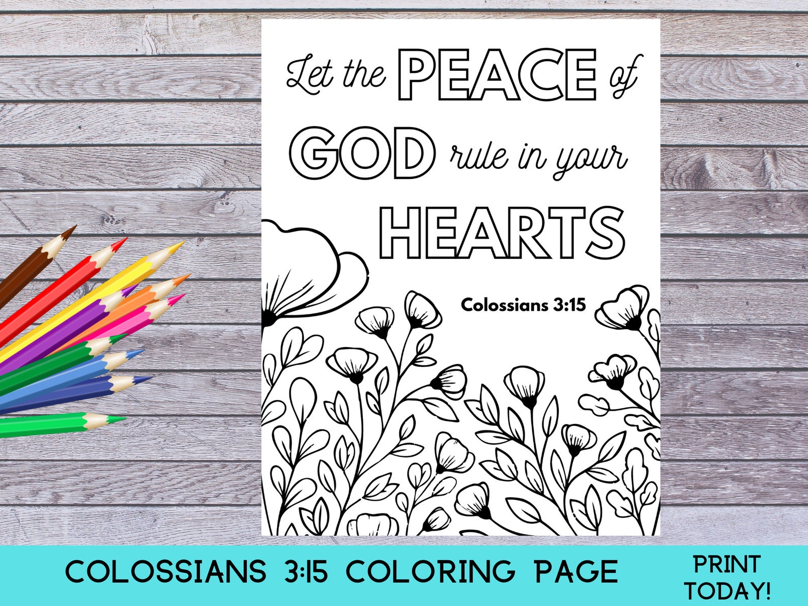 Bible Verse Coloring Page, Colossians 3:15, Printable Scripture ...