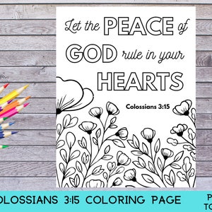 Bible Verse Coloring Page, Colossians 3:15, Printable Scripture ...