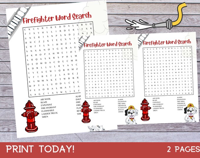 Fire Safety Word Search Printable PDF - Etsy Canada