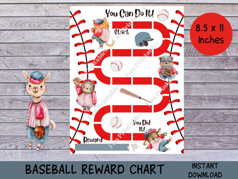 Baseball Reward Chart Kids Behavior Chart Reward Chart for - Etsy
