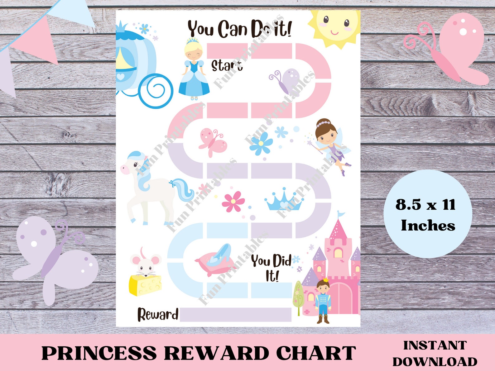 Princess Reward Chart Printable, Kids Behavior Chart, Reward Chart for ...