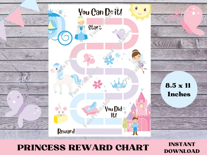 Princess Reward Chart Printable, Kids Behavior Chart, Reward Chart for ...