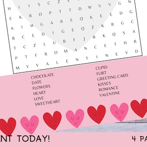 Valentine's Day Word Search and Tic-tac-toe, Printable Valentine's Day ...