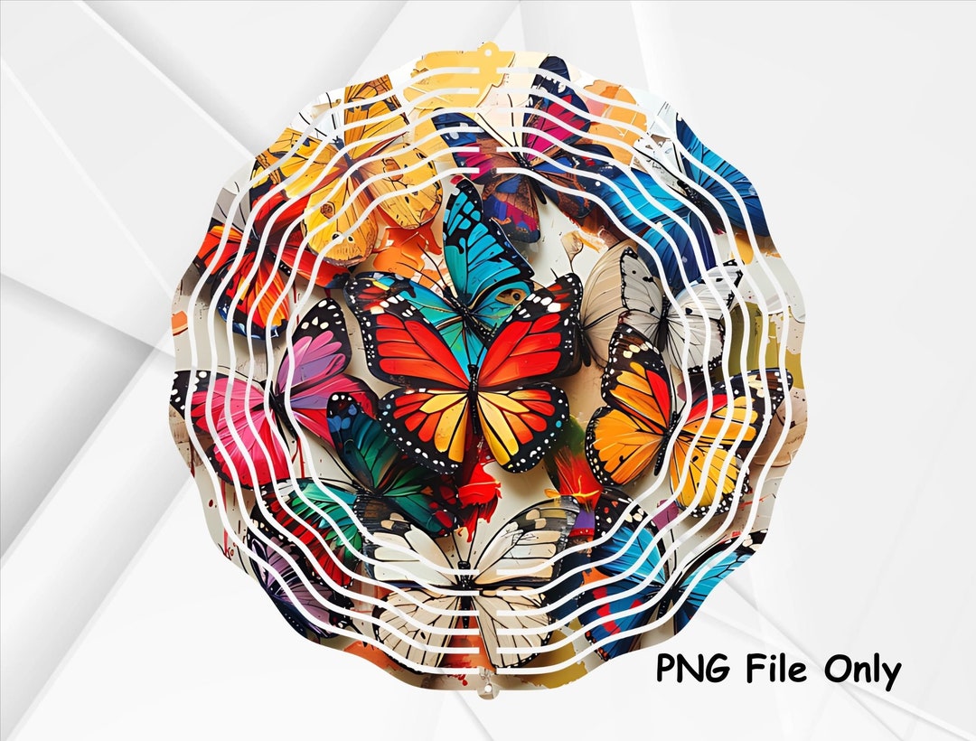 Butterfly Wind Spinner PNG, Wind Spinner Sublimation, Round PNG Design ...