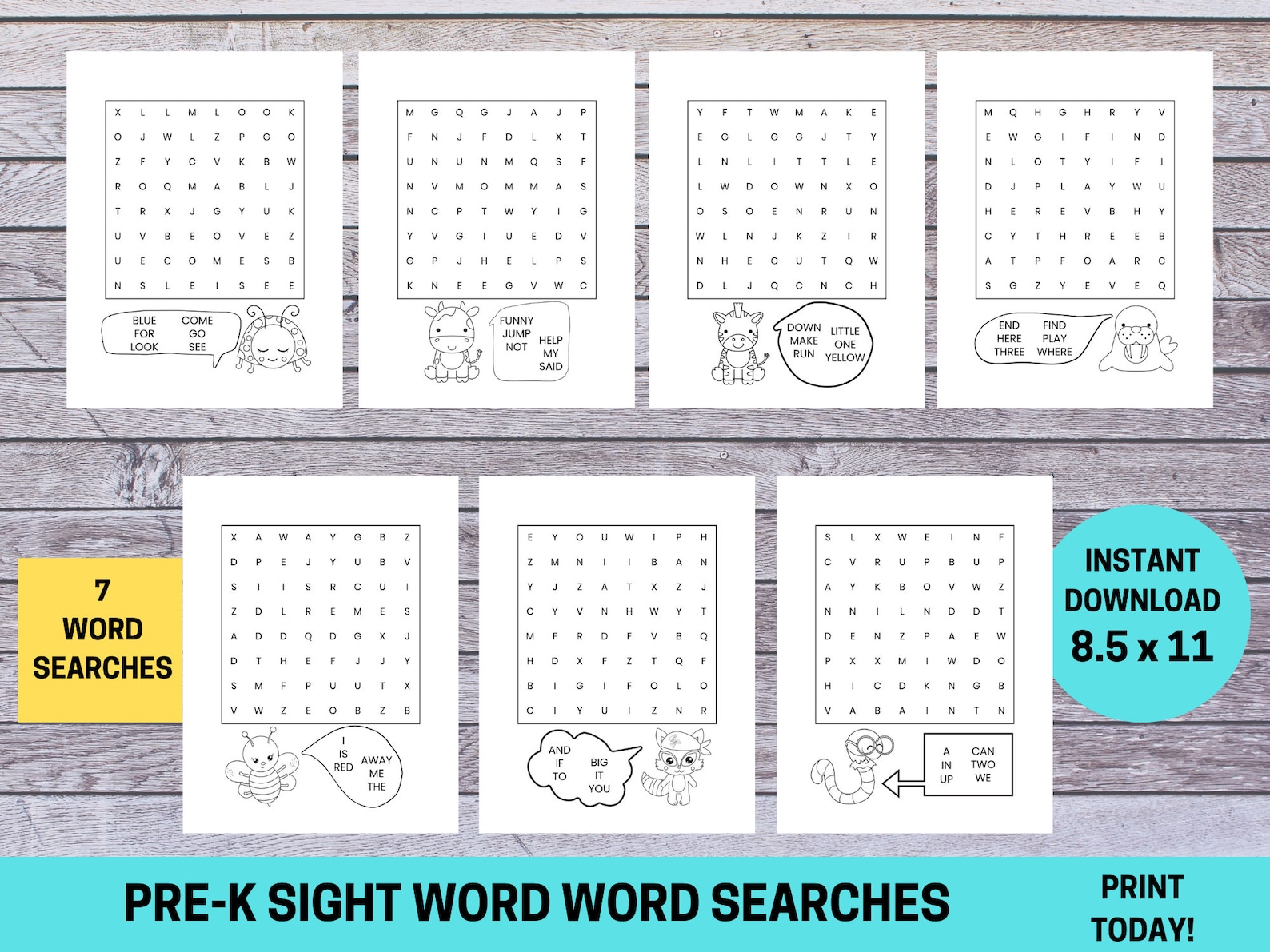 Pre-k Sight Word Word Search Printable, Sight Word Game, Sight Word ...