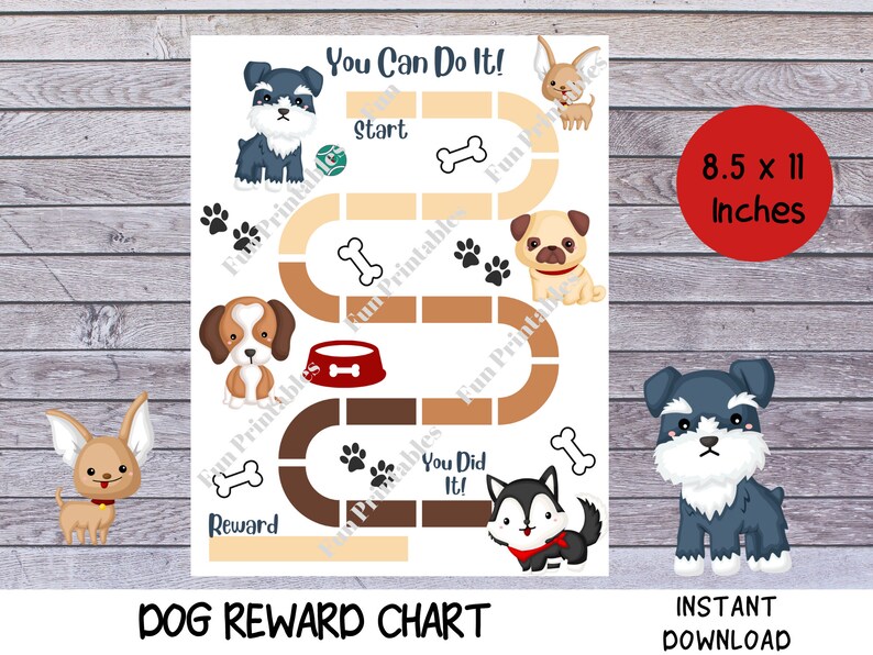 Reward Chart Printable With Dogs, Kids Behavior Chart, Reward Chart for ...