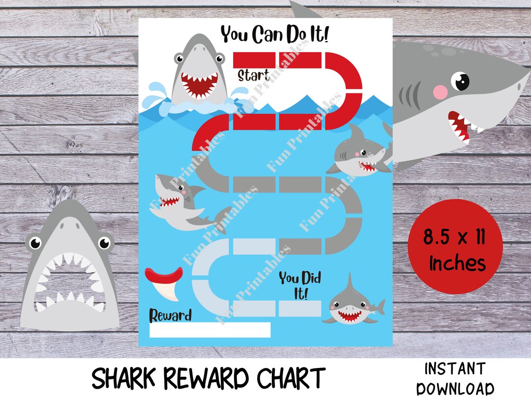 Shark Reward Chart Printable, Kids Behavior Chart, Reward Chart for ...