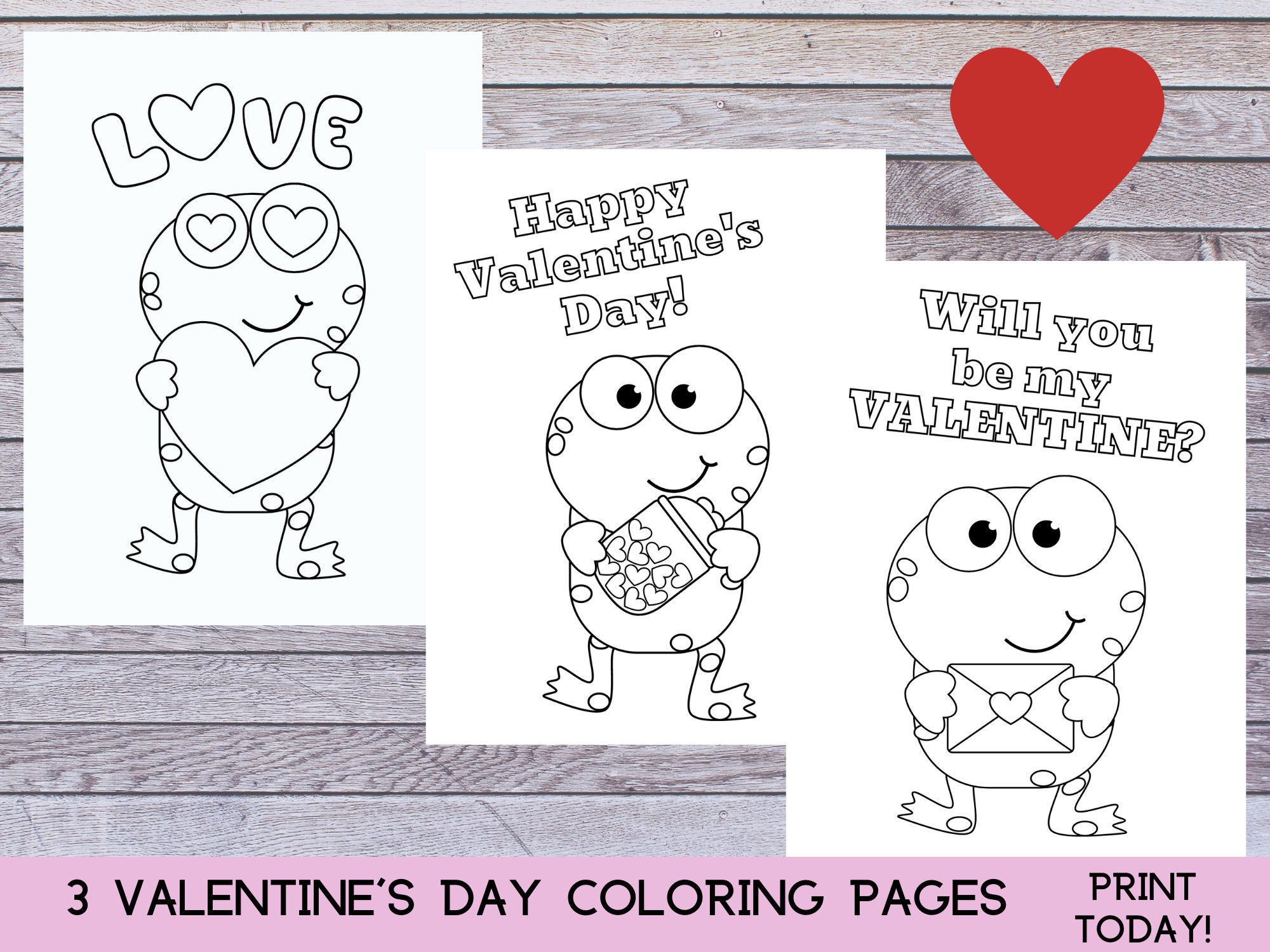 Frog Valentines Day Coloring Pages, Valentine's Coloring Page Printable ...