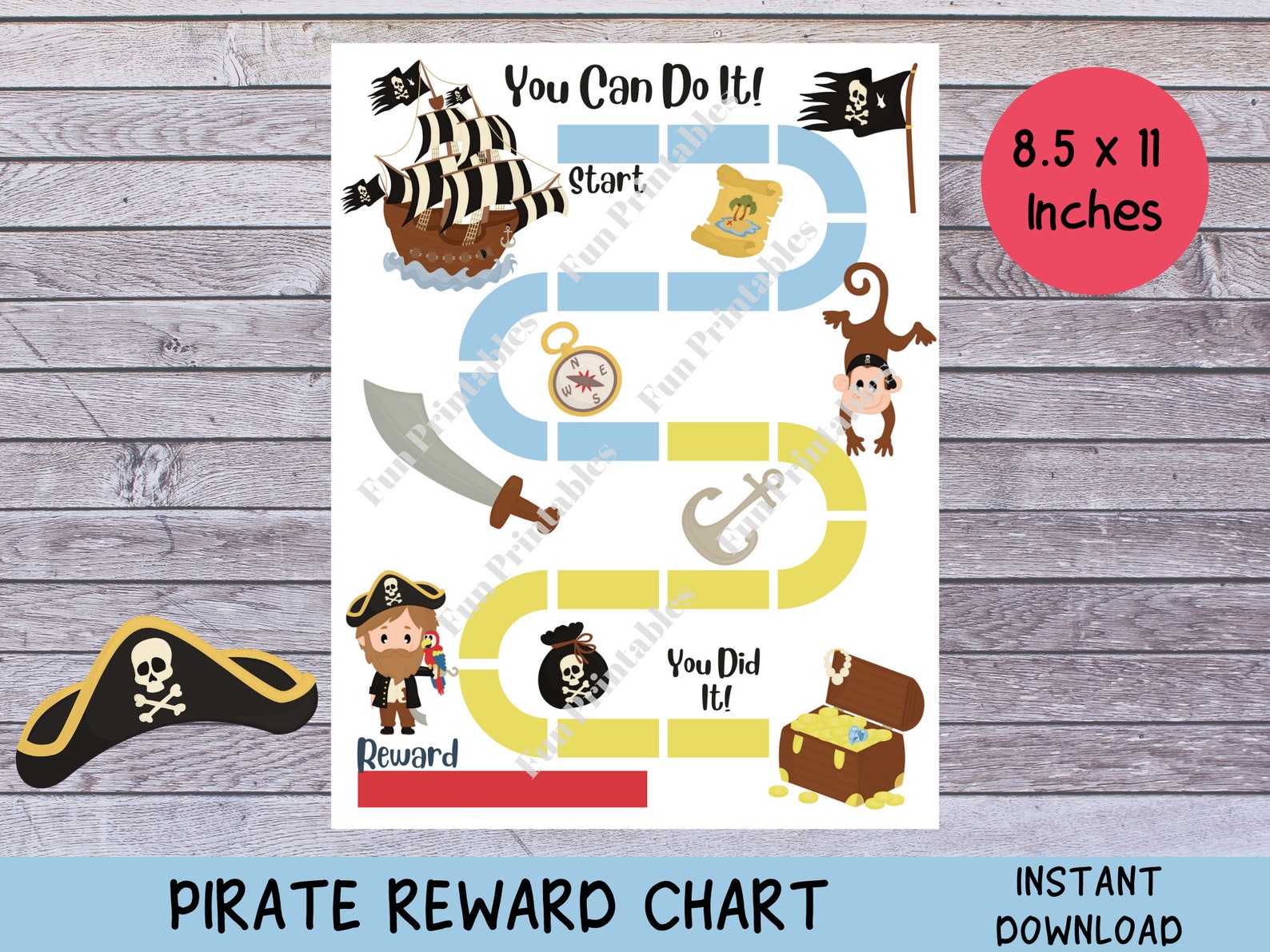 Pirate Reward Chart Printable, Kids Behavior Chart, Reward Chart for ...