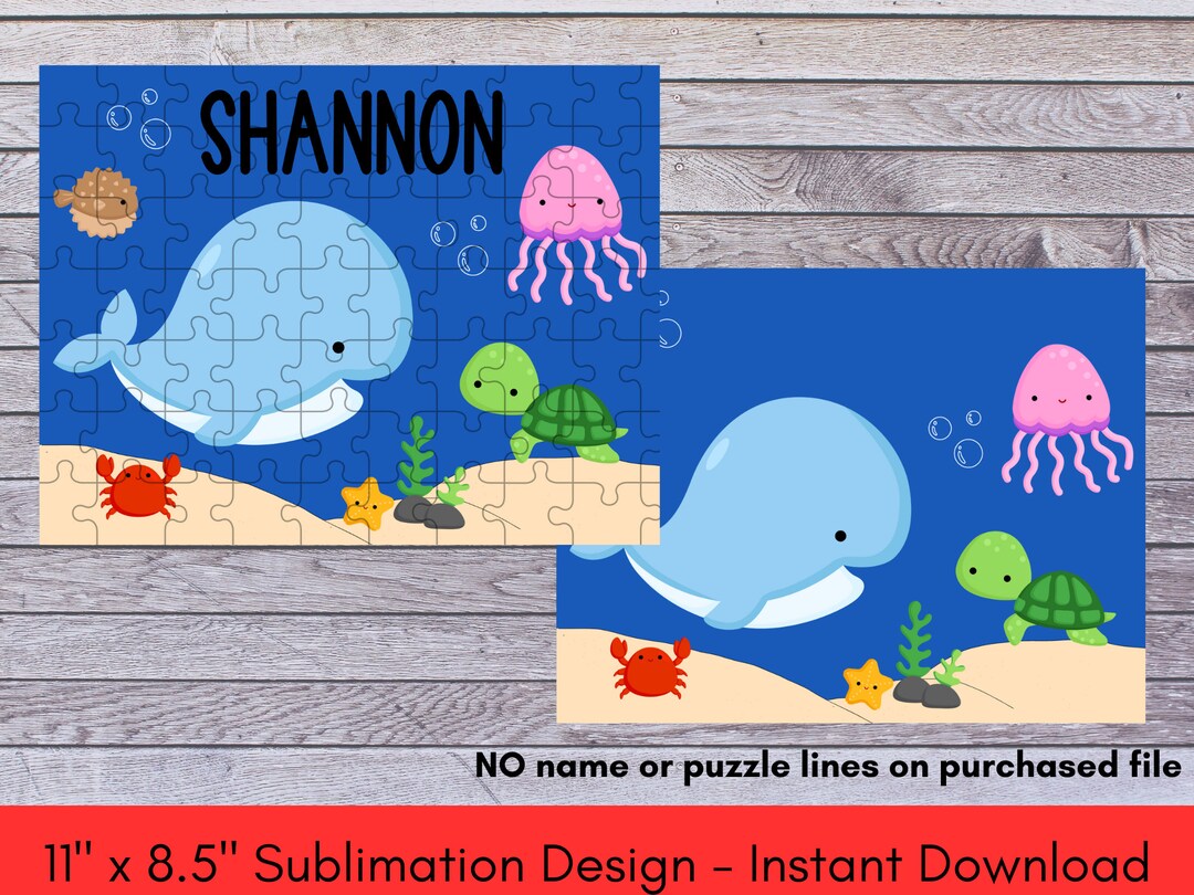 Ocean Animals Puzzle Sublimation Design, Custom Puzzle, Puzzle Template ...