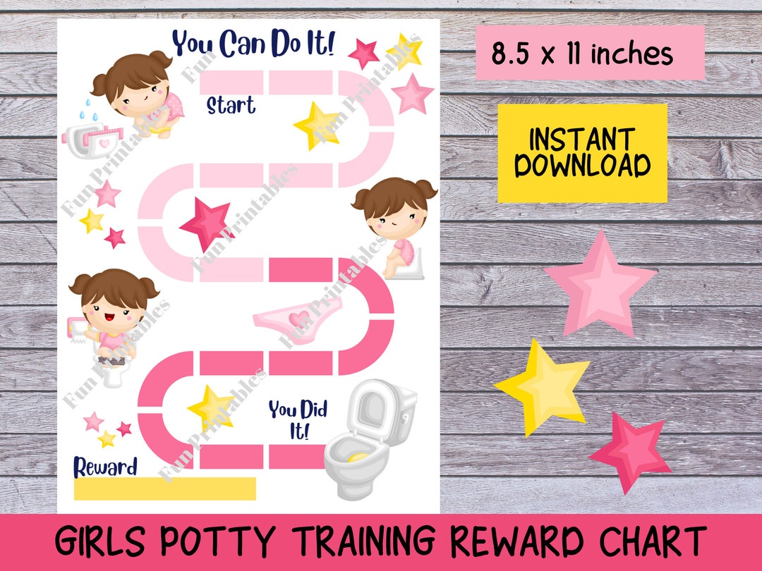 Girls Potty Training Reward Chart Printable Kids Behavior - Etsy España