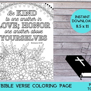 Bible Verse Coloring Page, Romans 12:10, Christian Coloring Sheet ...