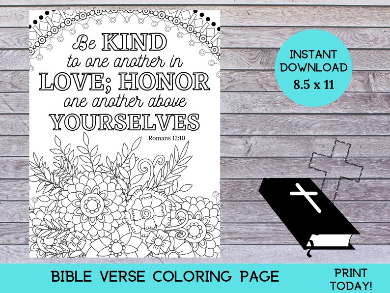Bible Verse Coloring Page, Romans 12:10, Christian Coloring Sheet ...