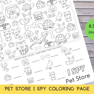 I Spy Pet Store Coloring Page, Seek and Find Colouring Page, I Spy ...