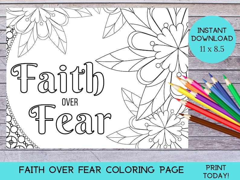 Faith Over Fear Coloring Page, Christian Coloring Sheet, Printable - Etsy