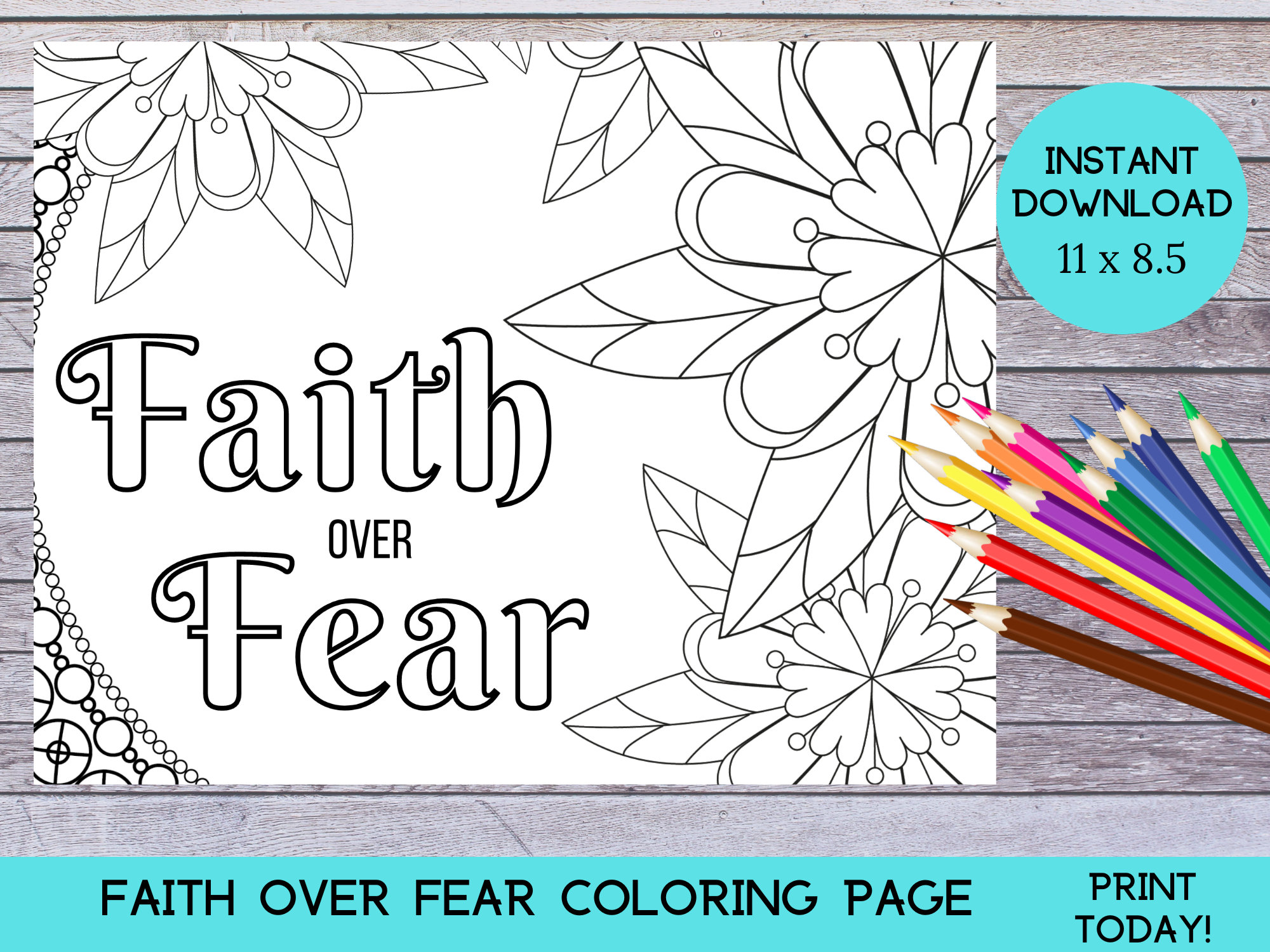 Faith Over Fear Coloring Page, Christian Coloring Sheet, Printable - Etsy