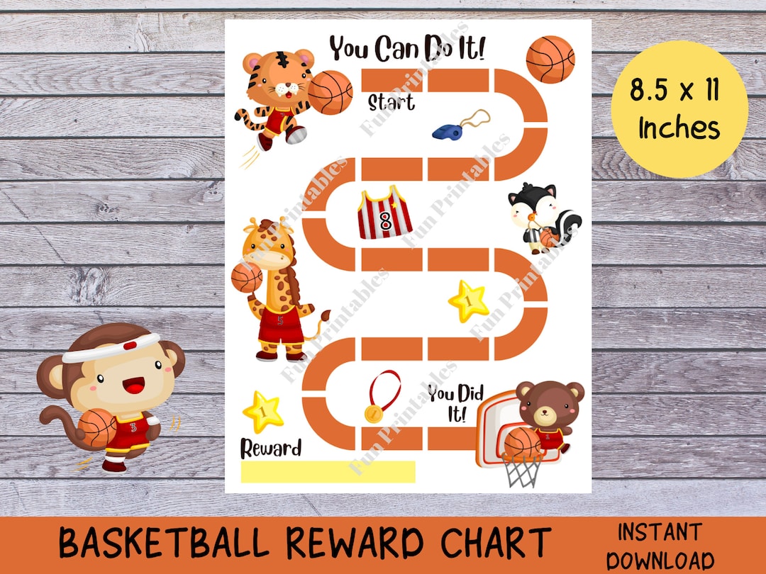 Basketball Reward Chart, Kids Behavior Chart, Reward Chart for Kids ...