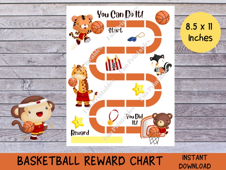 Basketball Reward Chart, Kids Behavior Chart, Reward Chart for Kids ...