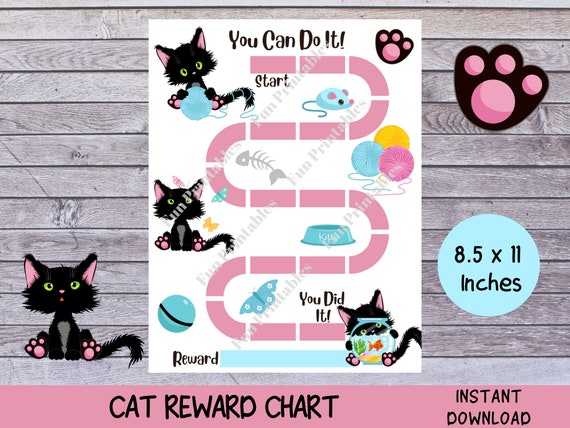Reward Chart Printable With Cats Kids Behavior Chart Reward | Etsy