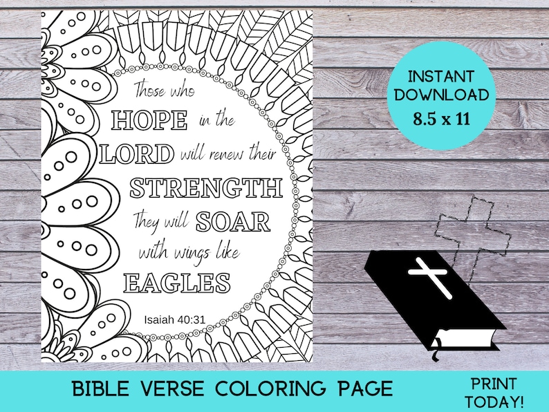 Bible Verse Coloring Page, Isaiah 40:31, Bible Coloring Page, Printable ...