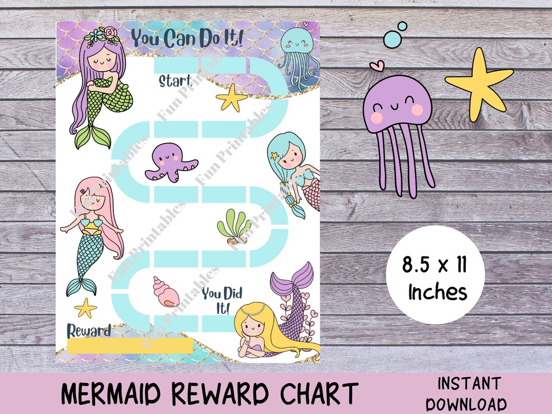 Mermaid Reward Chart, Kids Behavior Chart, Reward Chart for Girls - Etsy