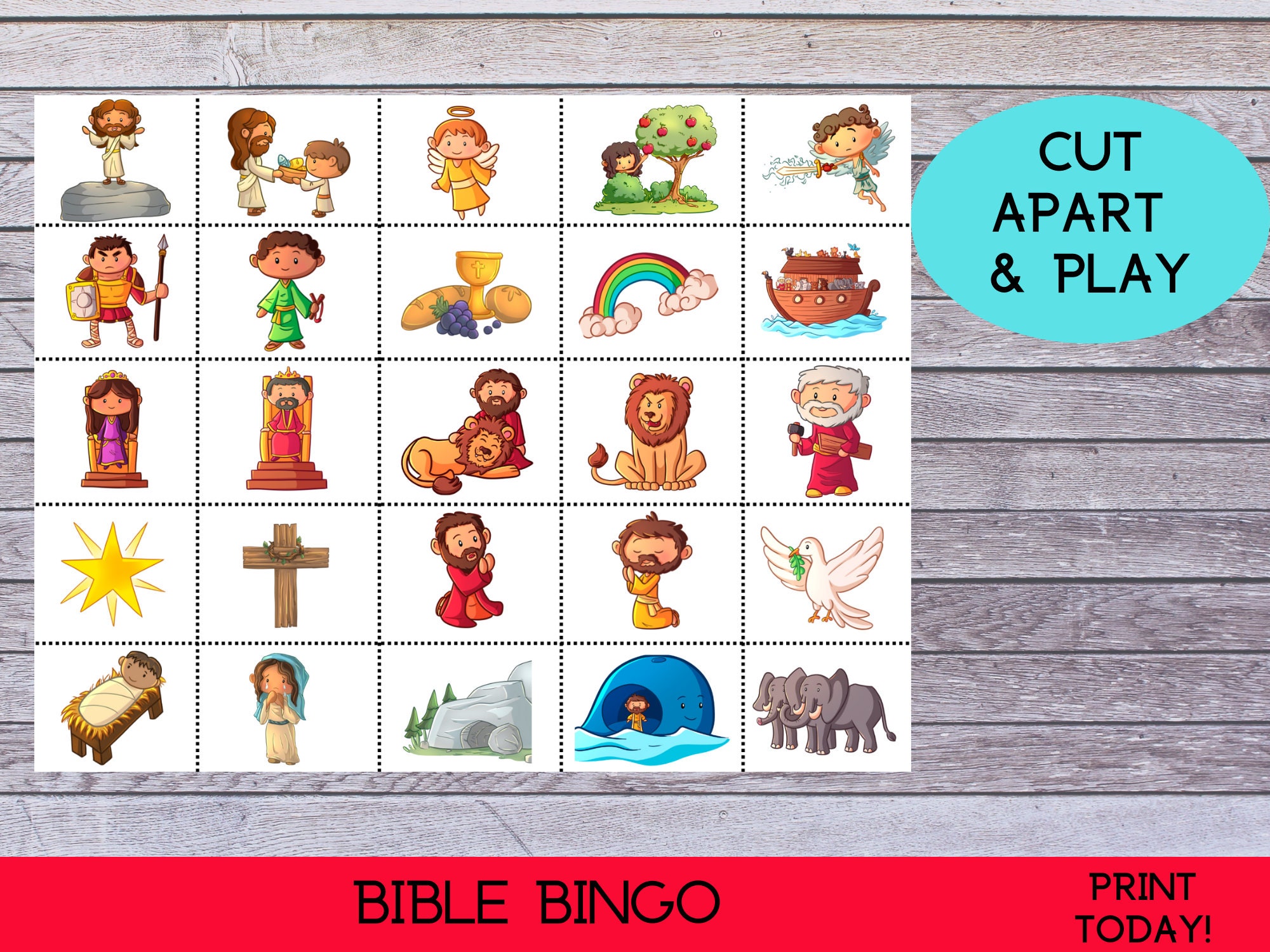 Bible Bingo, 24 Different Cards, Sunday School Game, Homeschool Games ...