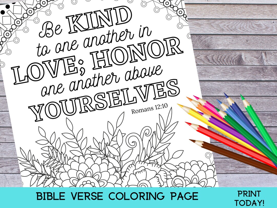 Bible Verse Coloring Page, Romans 12:10, Christian Coloring Sheet ...