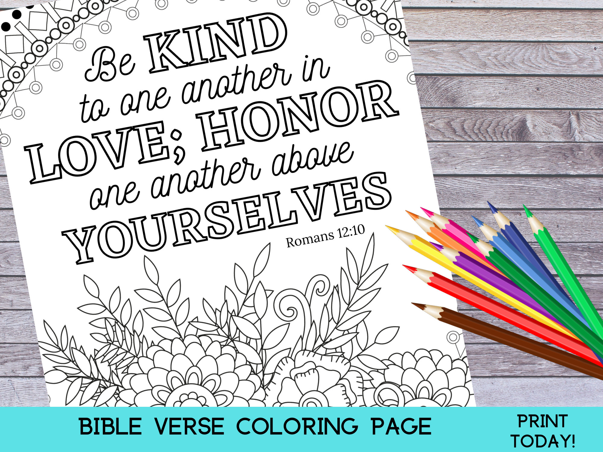Bible Verse Coloring Page, Romans 12:10, Christian Coloring Sheet ...