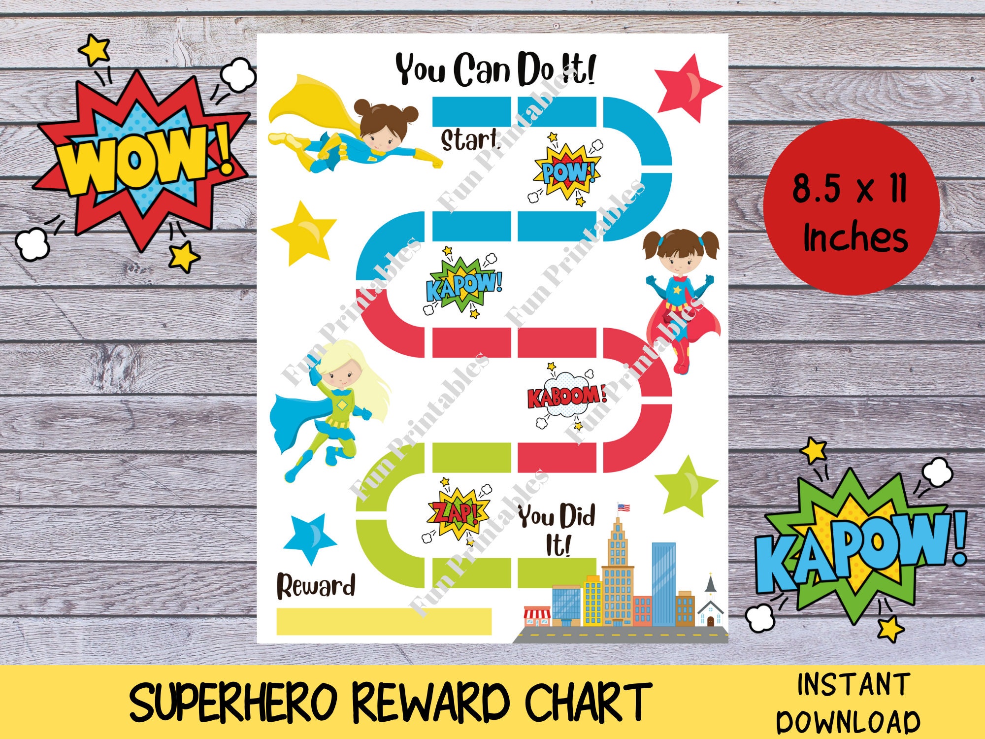 Super Hero Reward Chart Printable Kids Behavior Chart Reward | Etsy