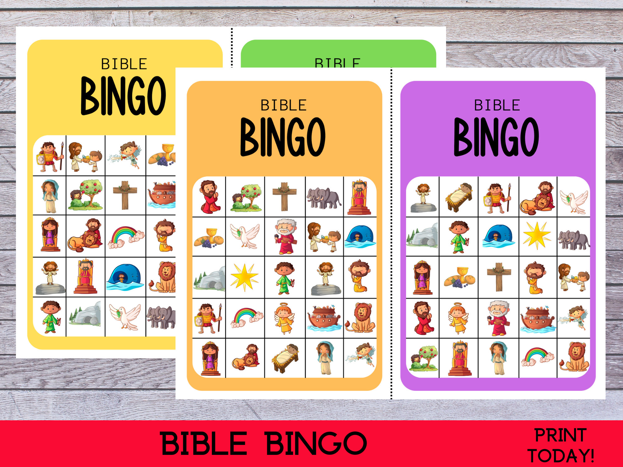 Bible Bingo, 24 Different Cards, Sunday School Game, Homeschool Games ...