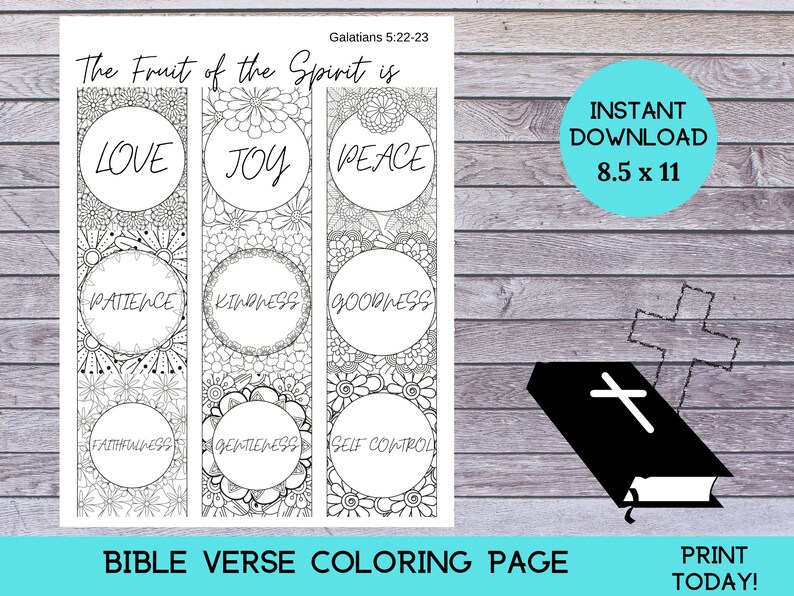 Bible Verse Coloring Page, the Fruit of the Spirit, Galatians 5:22-23 ...