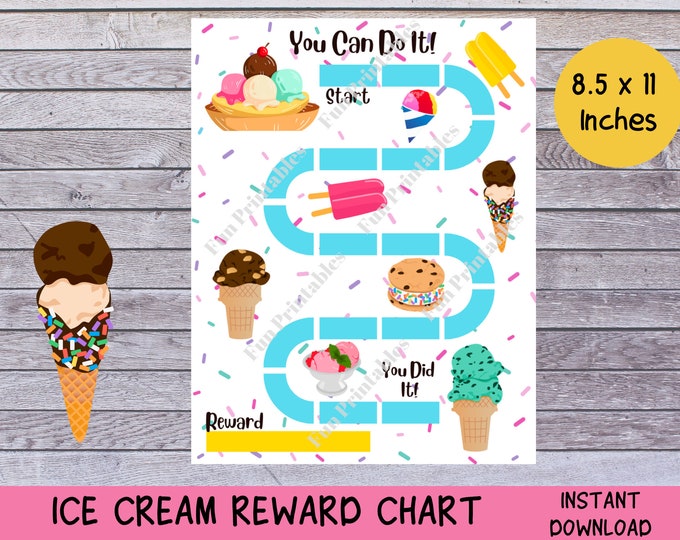 Ice Cream Reward Chart, Printable Behavior Chart, Girls Reward Chart ...