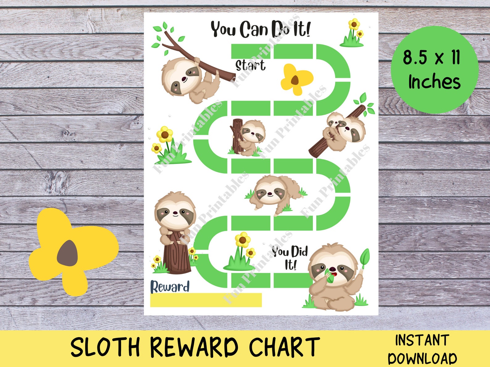 Sloth Reward Chart Printable, Kids Behavior Chart, Reward Chart for ...