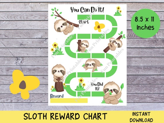 Sloth Reward Chart Printable Kids Behavior Chart Reward | Etsy