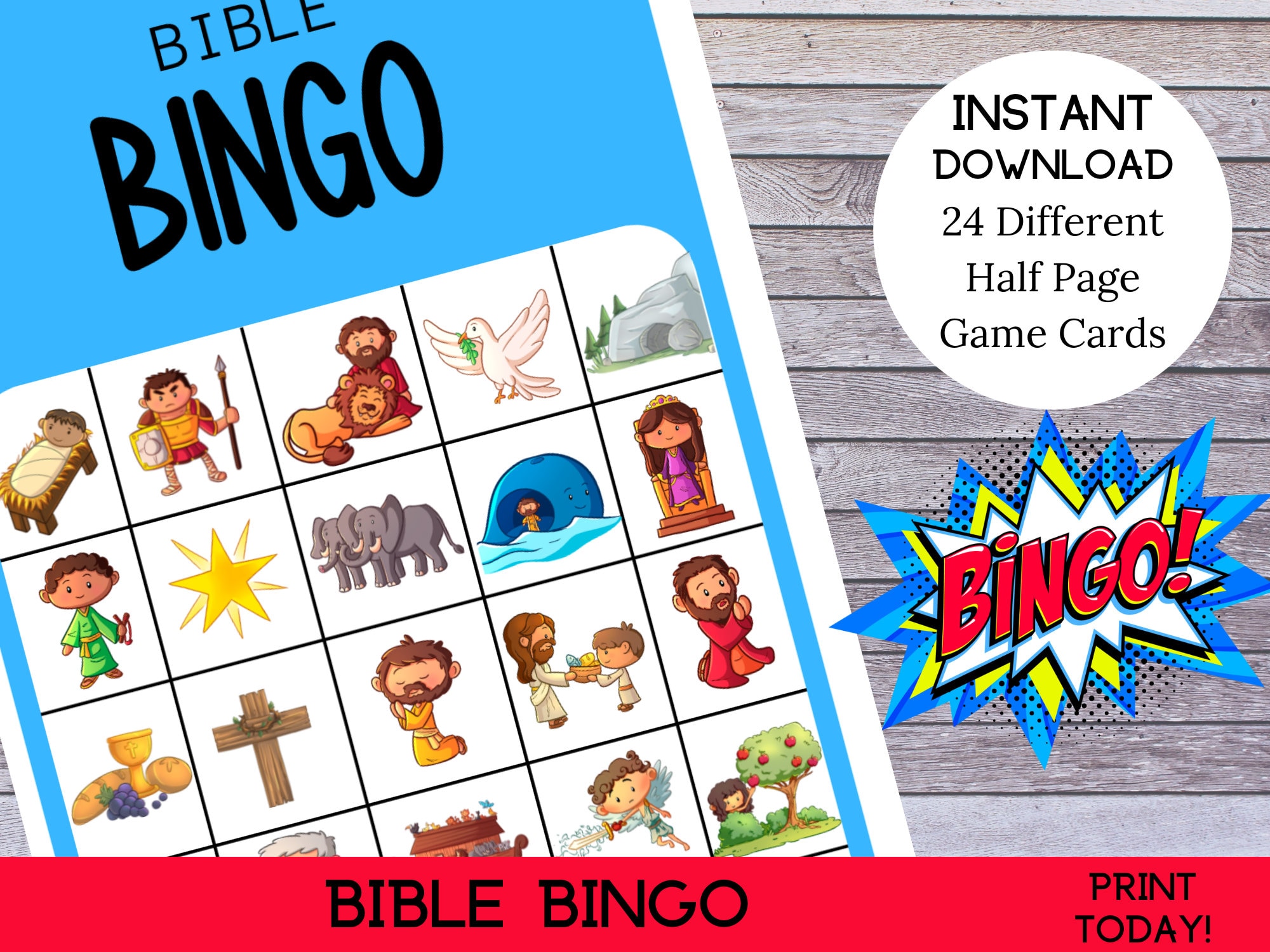Bible Bingo, 24 Different Cards, Sunday School Game, Homeschool Games ...