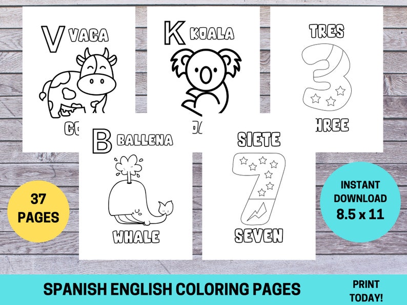 Bilingual Alphabet and Numbers Coloring Pages, Espanol Alphabeto ...