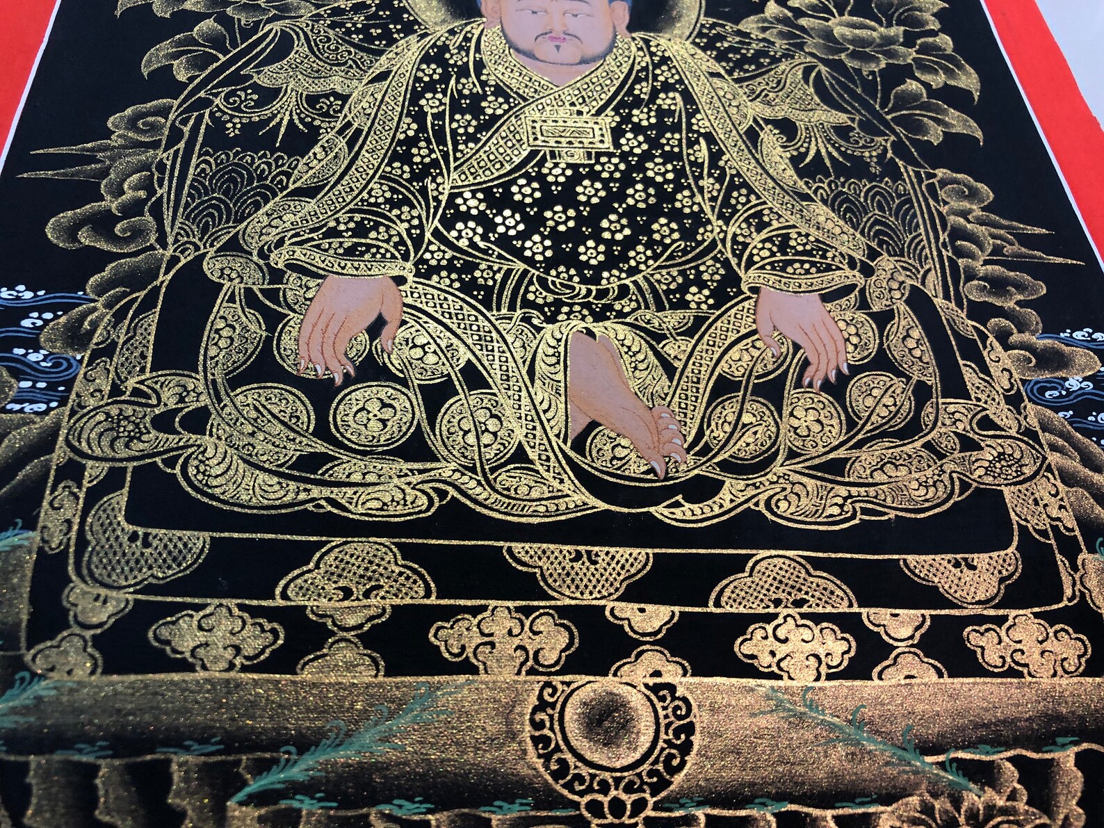 37x28 Cm Marpa Lotsawa Thangka Painting. Hand Painted. Black and Gold ...