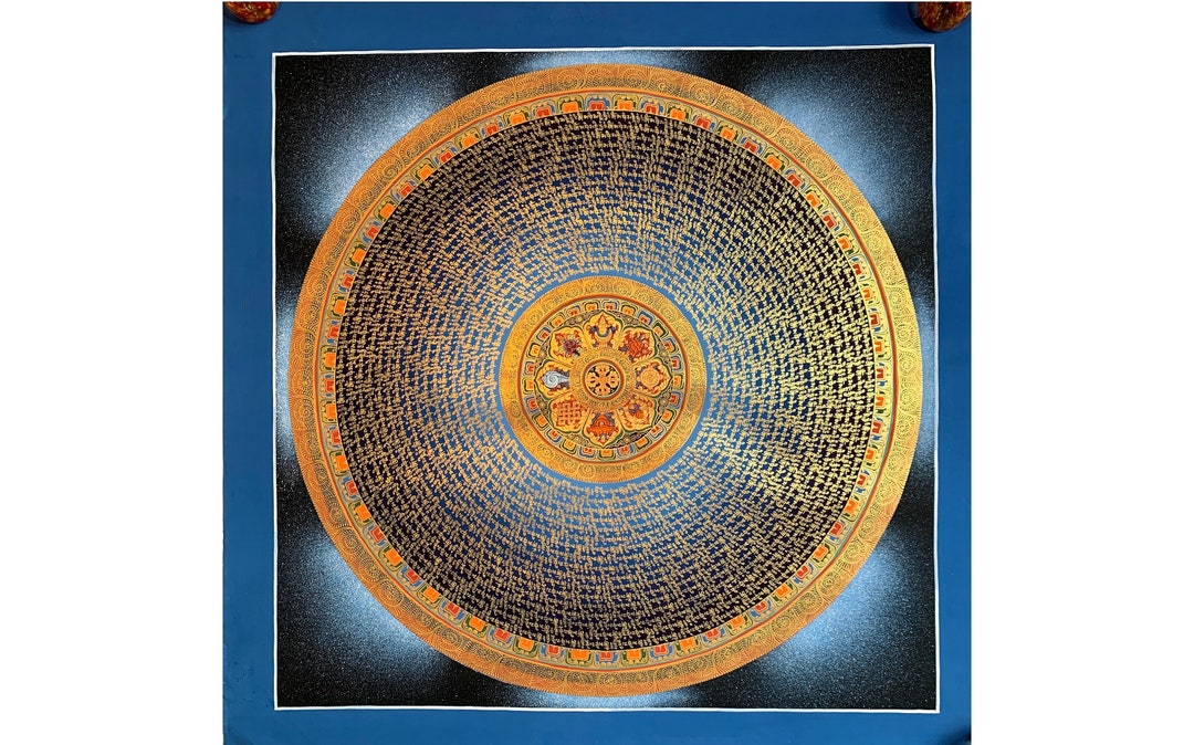 80x80 Cm Colorful Mantra/ Prayer Mandala, Om Mandala Thangka, Tibetan ...
