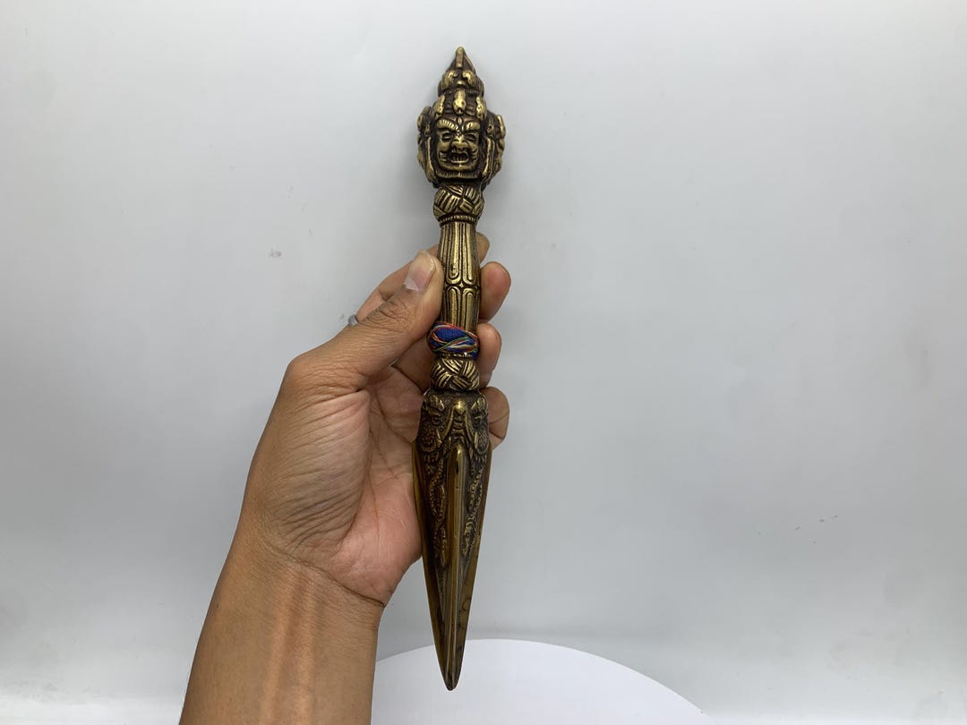 25 Cm Tall Vintage Phurba, Tibetan Ritual Dagger. Tantric Kilaya Consecrated and Blessed 3 Faced ...