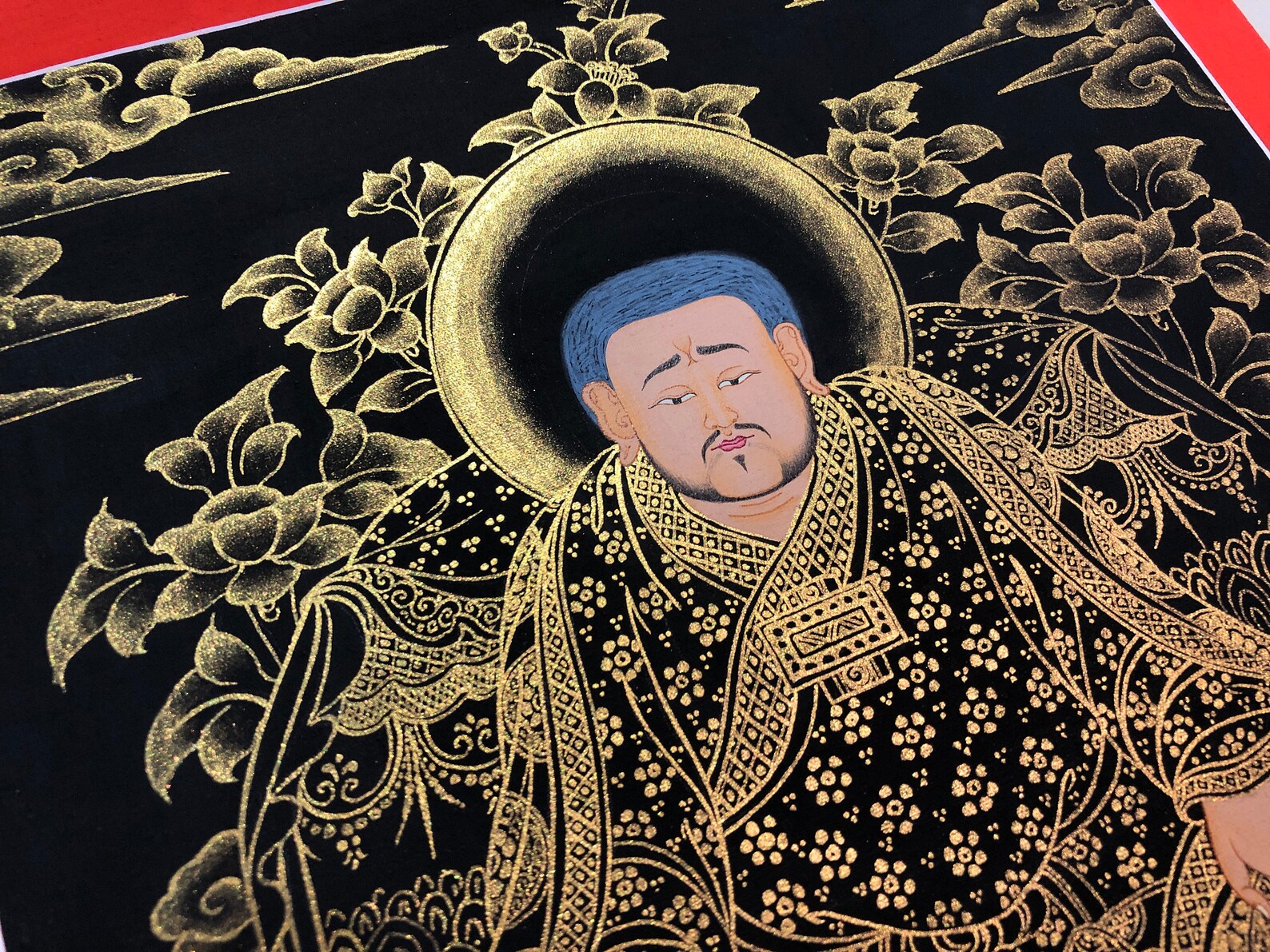 37x28 Cm Marpa Lotsawa Thangka Painting. Hand Painted. Black and Gold ...