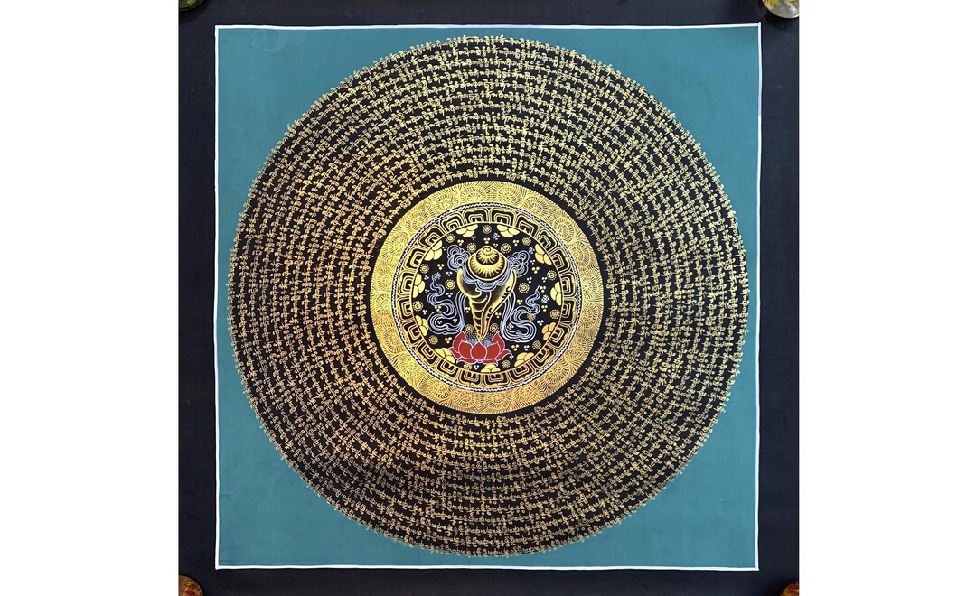 56x56 Cm Mantra/ Prayer Mandala, Conch Shell Mandala Thangka, Tibetan ...