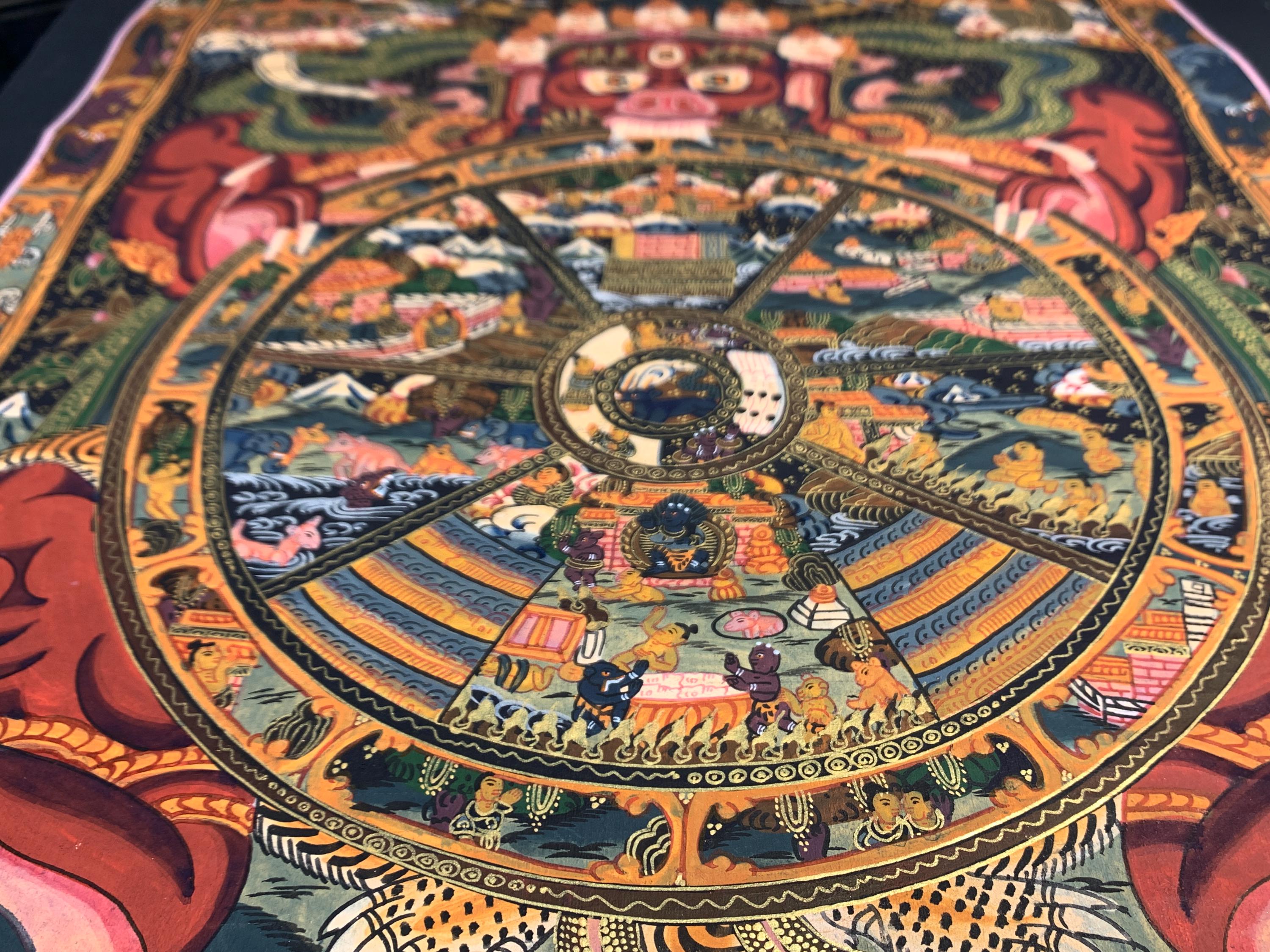 43x53 Cm Wheel of Life Thangka. Bhavachakra. Cycle of Rebirth and ...