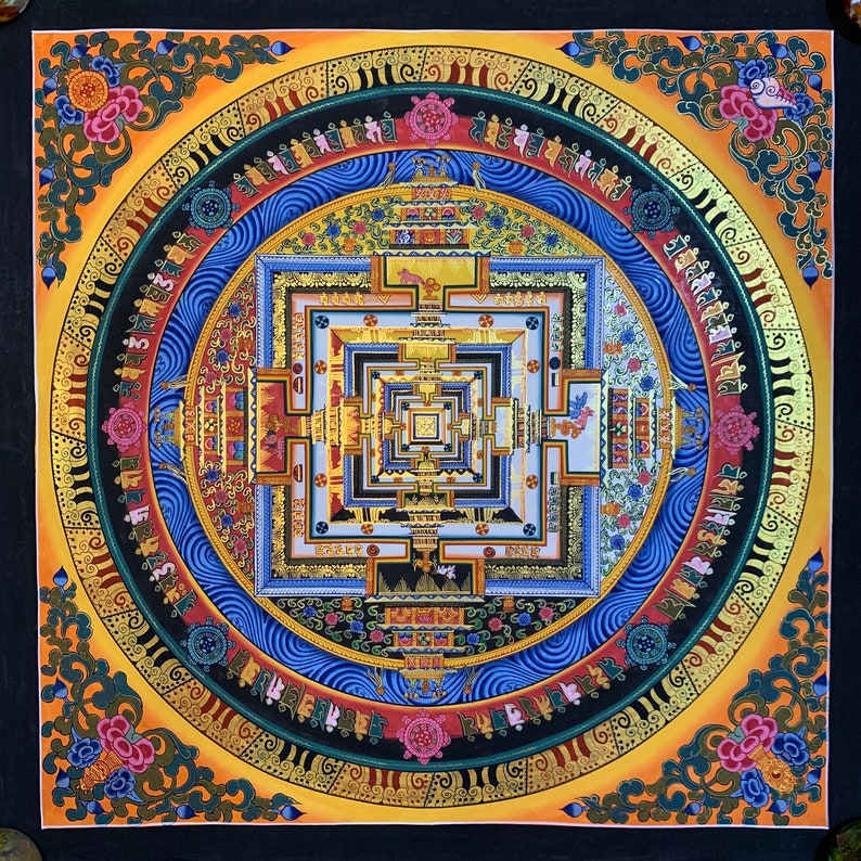 Colorful Kalachakra Mandala Thangka Painting. Wheel of Time. Canvas ...