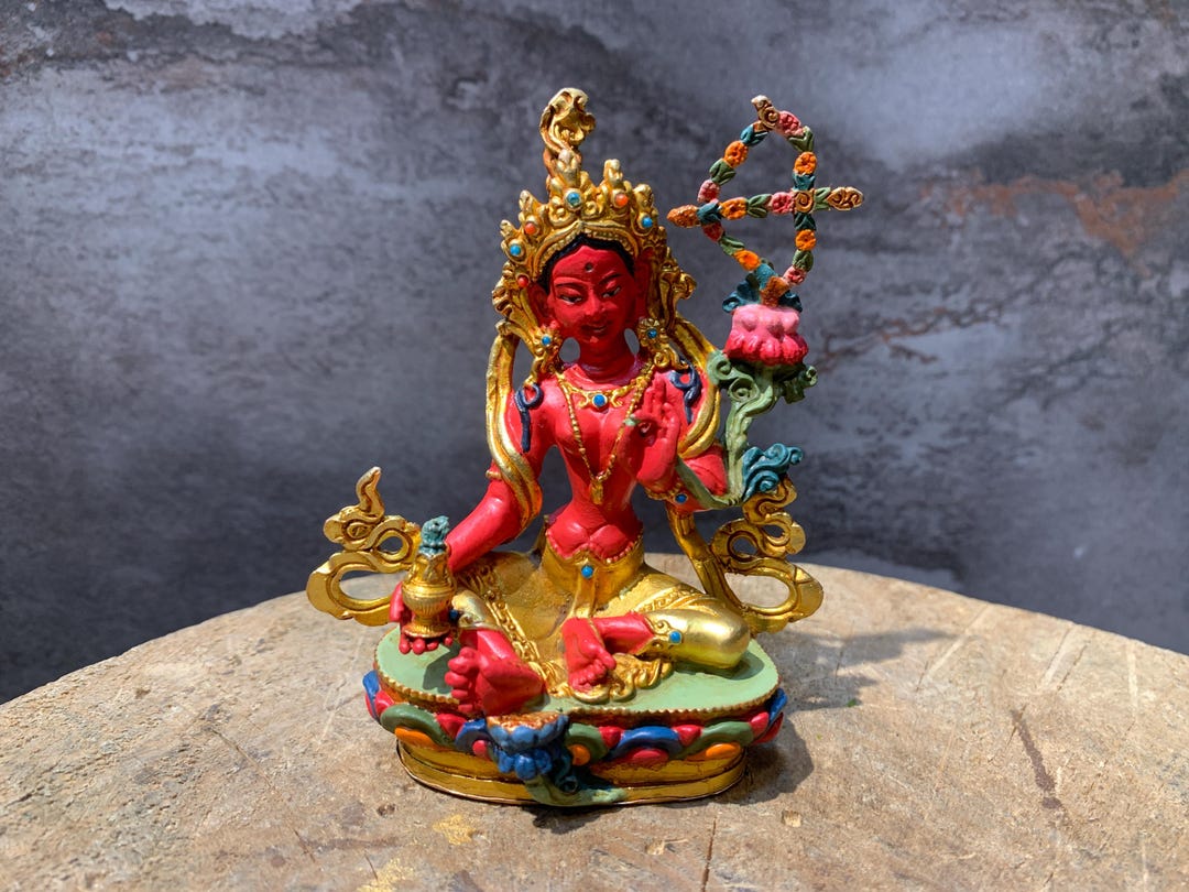 Red Tara Statue. Magnetizing Dolma Marmo. Female Buddha With Long Life ...
