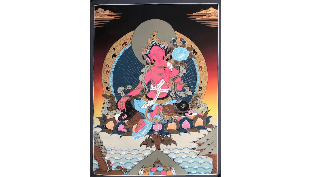 Red Tara Thangka Painting. Original Hand Painted Red Tara. Magnetizing ...