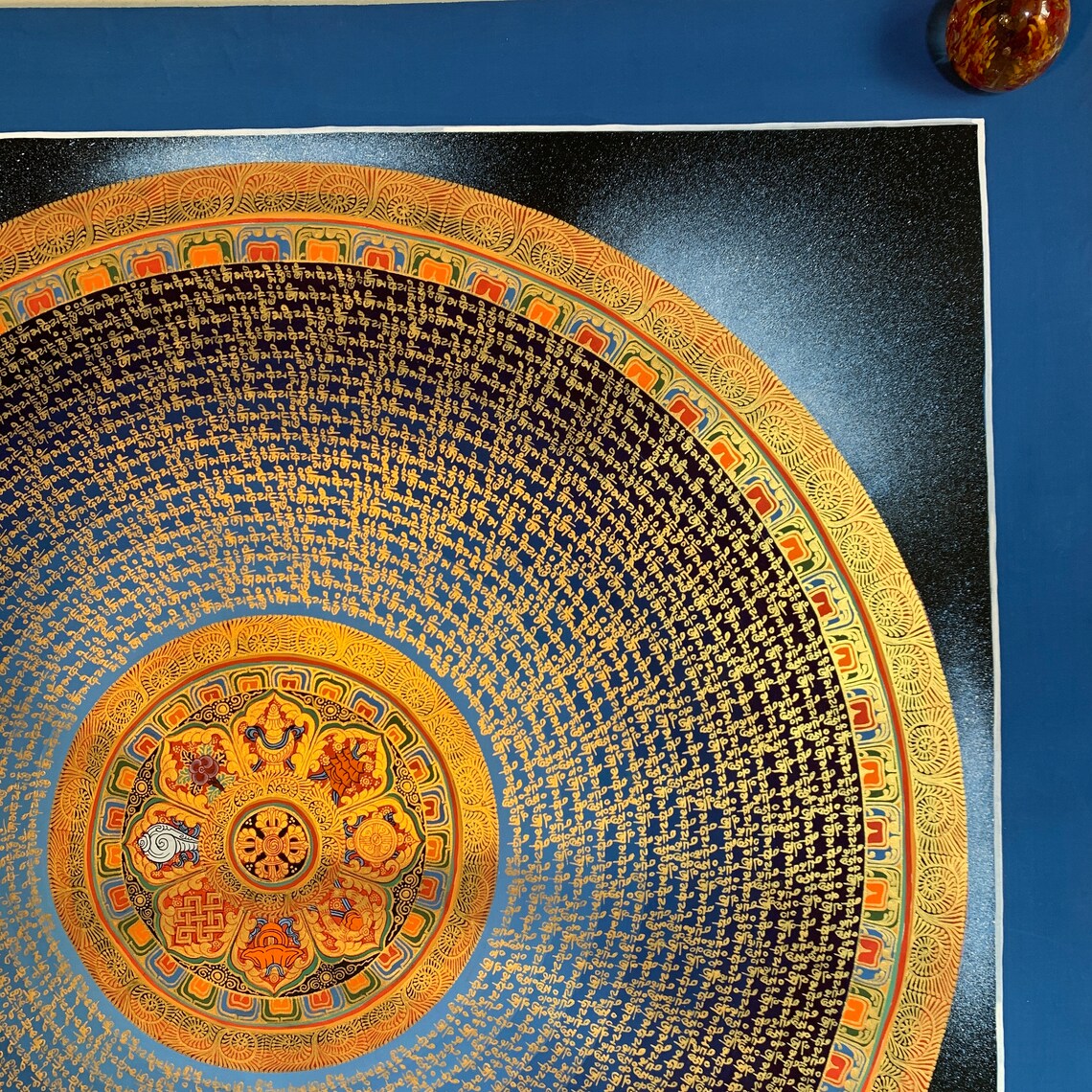 80x80 Cm Colorful Mantra/ Prayer Mandala, Om Mandala Thangka, Tibetan ...