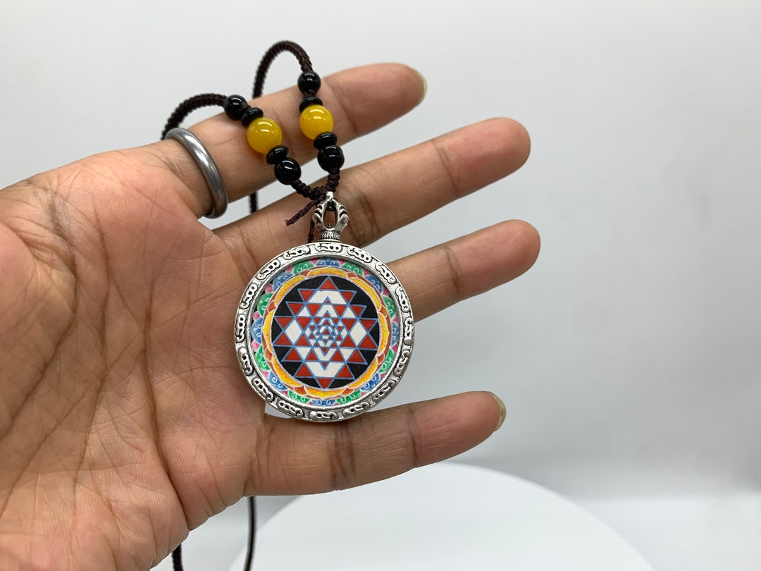 Fine Quality Mini Shree Yantra Thangka Pendant. for Prosperity Hand ...