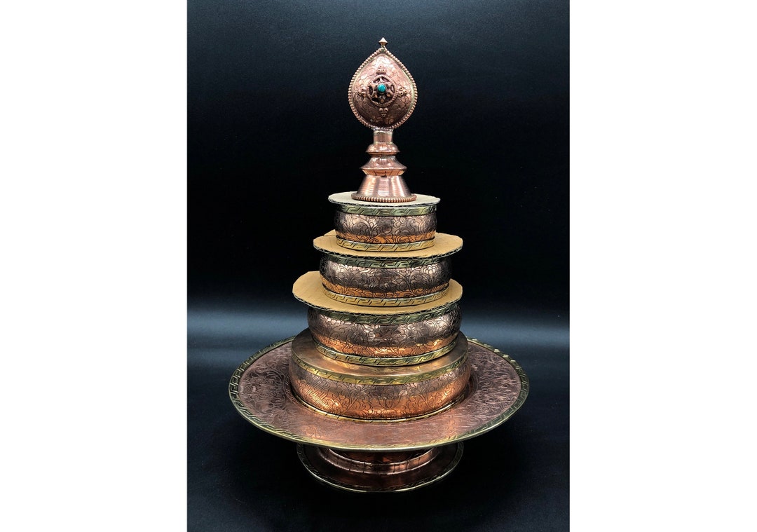 28 Cm Tall Copper Offering Mandala Set. Hand Crafted Buddhist Mandala ...