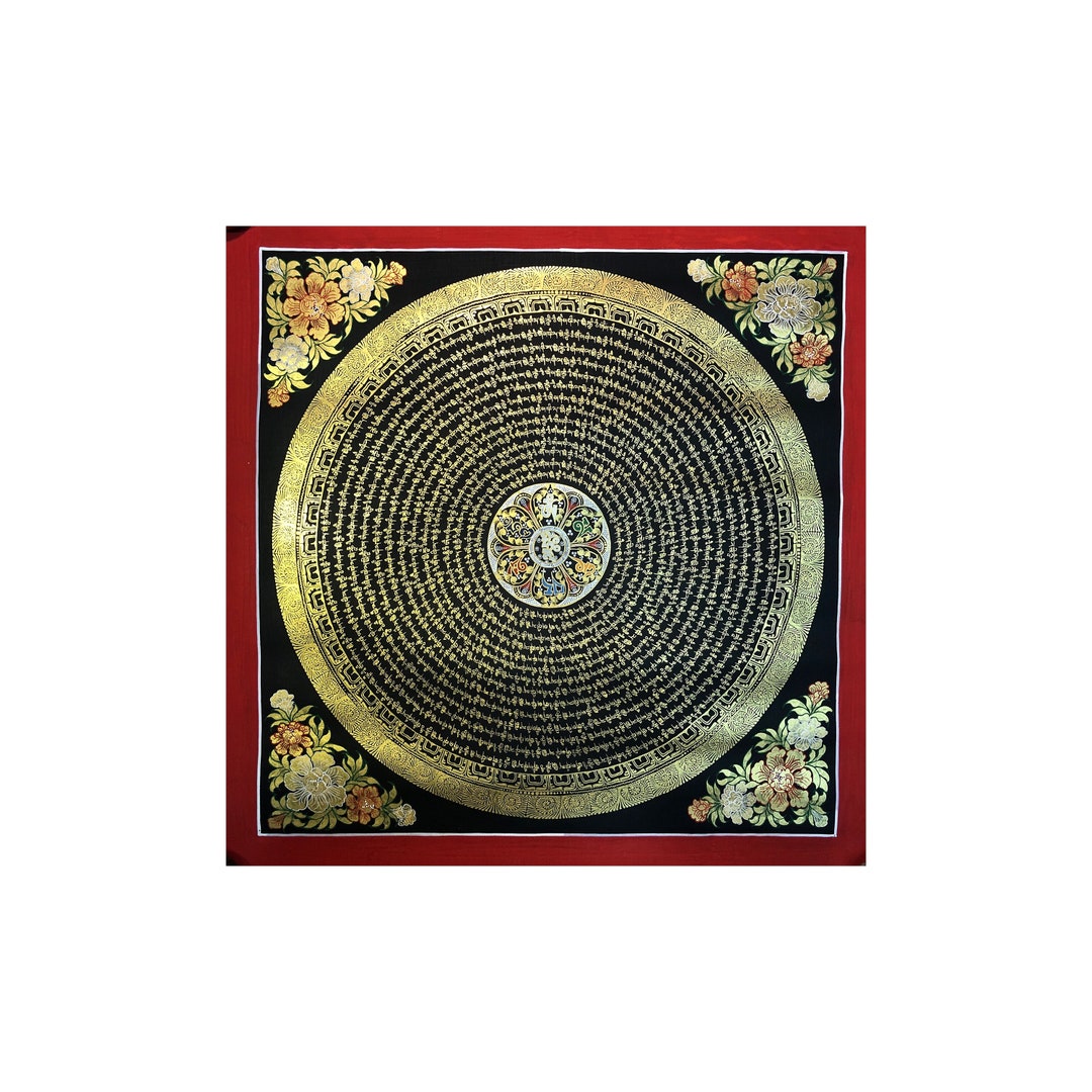 53x53 Cm Colorful Mantra/ Prayer Mandala, Mandala Thangka, Tibetan ...