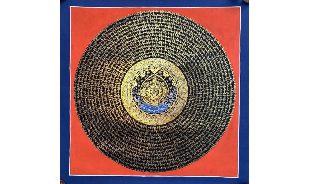 Dharma Chakra Mandala. Tibetan Mandala Thangka. Tibetan Calligraphy ...